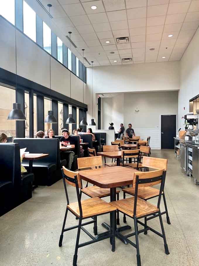 The spacious dining room with its mix of booth and table seating accommodates everyone from first dates to family celebrations with equal grace.