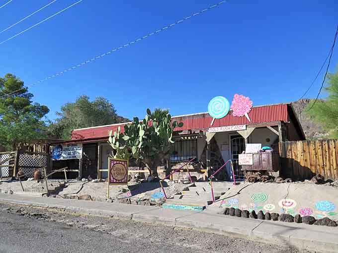 Bright decorations and quirky charm define this candy shop, where sugar and Southwest style create something uniquely Oatman.