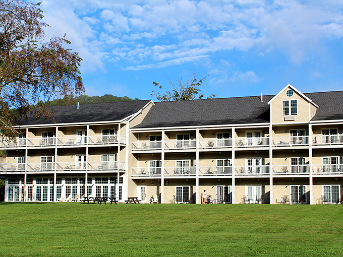 On The River Inn offers guests balcony views of Vermont's natural beauty, where morning coffee comes with a side of mountain scenery.