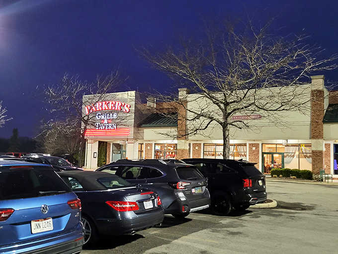 Even at night, Parker's glowing sign guides hungry travelers to what might be the best meal they'll have all year.