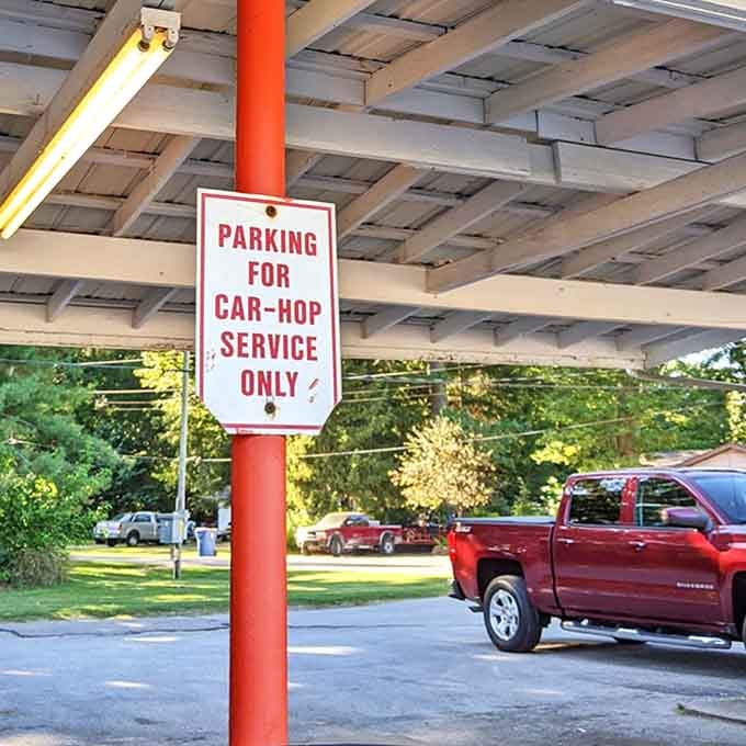 This faded "Car-Hop Service Only" sign isn't just directions &ndash; it's an invitation to participate in an American tradition that's becoming increasingly rare.