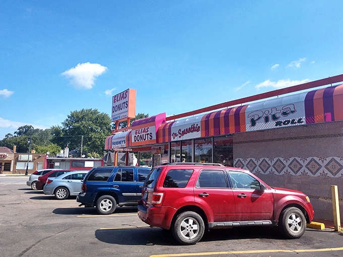 The parking lot tells the story—locals know where to find the good stuff, making Elias a regular stop in their Detroit routines.