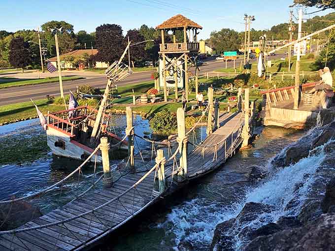 Pirate's Cove Adventure Golf proves that even mini-golf deserves a scenic waterfront setting in Petoskey's world of everyday beauty.