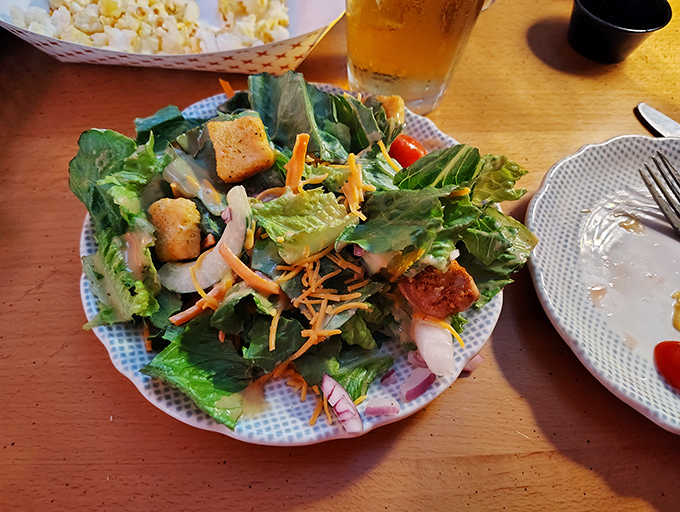 Even the salads receive star treatment, with fresh ingredients arranged so beautifully you almost feel guilty disrupting the presentation. Almost.