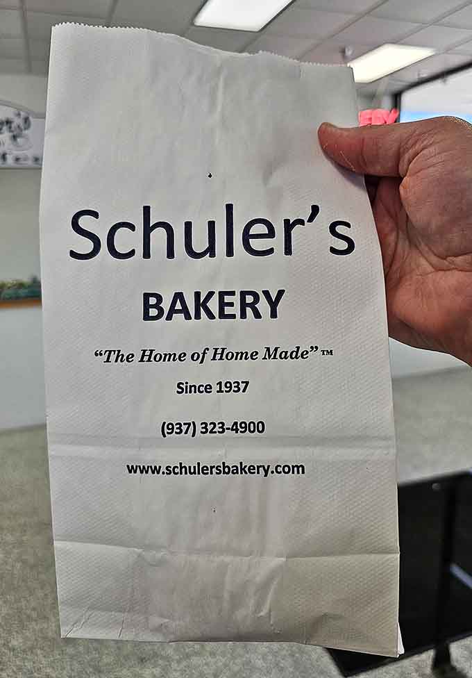 Even the paper bag at Schuler's looks classy, like it's carrying state secrets instead of your secret stash of donuts.