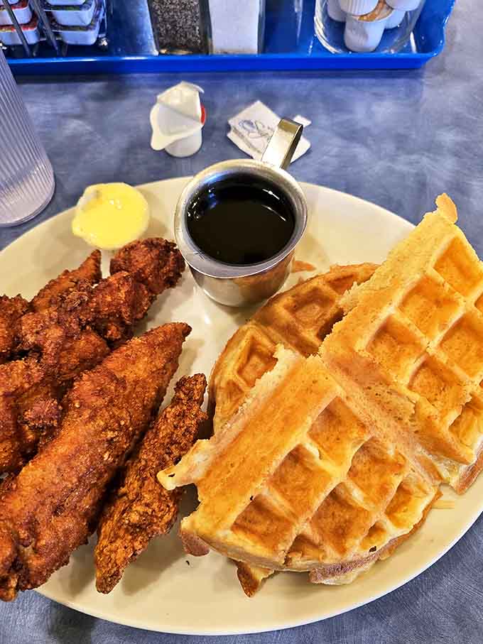 Chicken and waffles &ndash; the breakfast-lunch alliance that proves opposites not only attract but create culinary magic when they meet.