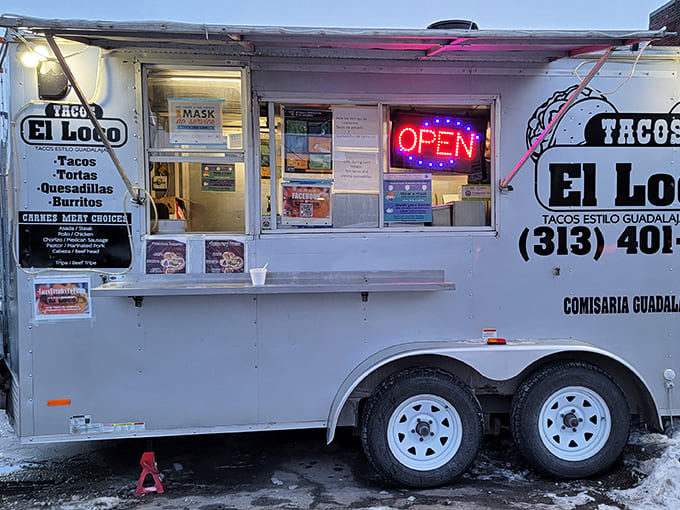 Winter warriors: Even Michigan snow doesn't deter Tacos El Loco from serving up hot, authentic Mexican flavors to grateful Detroiters.