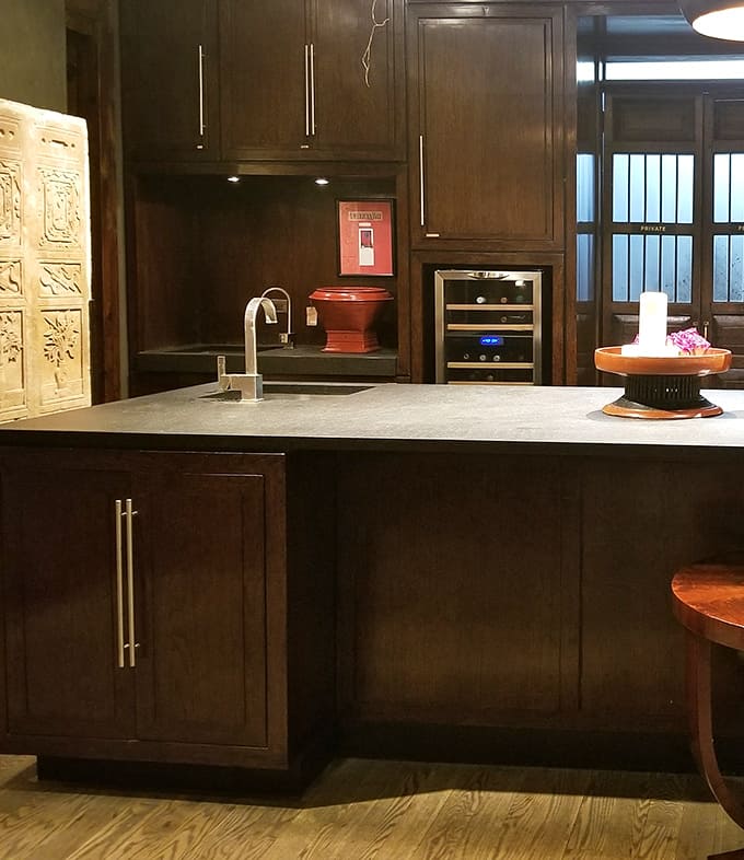 Even the kitchen vignettes here look too beautiful to actually cook in, though they'd certainly make your morning coffee feel more elegant.