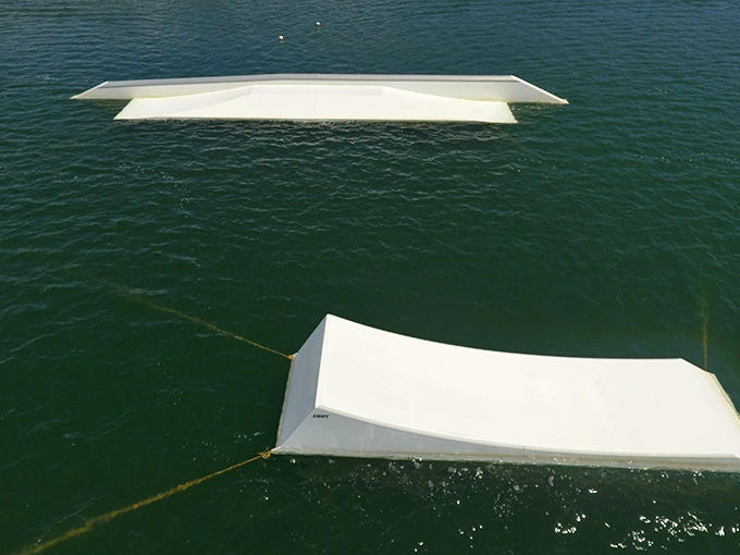 The wakeboarding ramp: where dreams of looking cool and the reality of physics meet for a splashy negotiation.