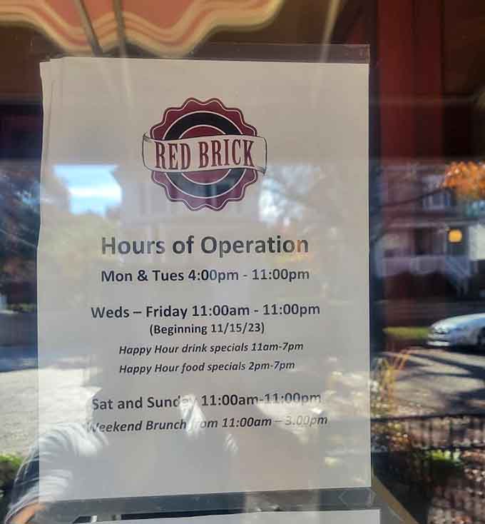 These hours mean you can satisfy your Red Brick cravings most days, with weekend brunch being particularly worth setting an alarm.