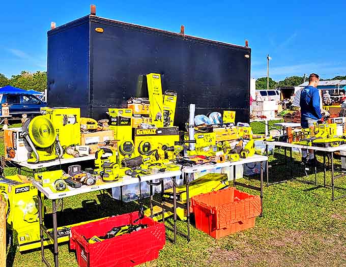 Tool heaven for the DIY enthusiast &ndash; this yellow arsenal of power tools could build a house, fix a car, or just impress the neighbors.