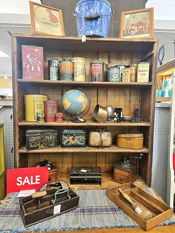 Vintage tins showcase the colorful graphic design of yesteryear – when packaging was art and brand loyalty passed through generations alongside family recipes.