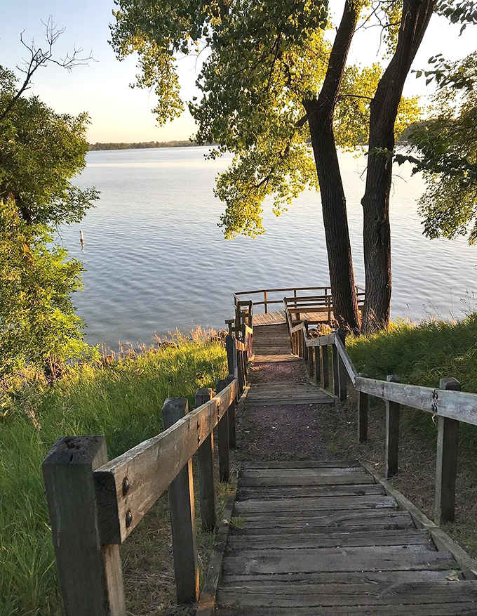 Stairway to heaven? No, just Lake Shetek&mdash;though the view at the bottom rivals any celestial paradise.