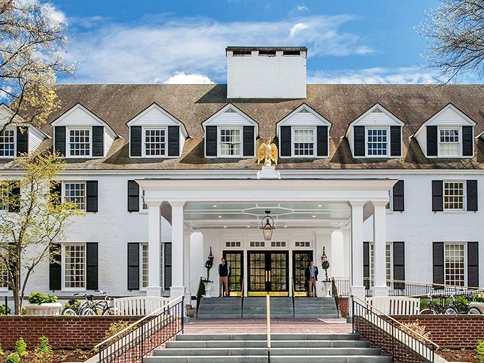 The grand dame of local accommodations stands regally on the village green, offering luxury with a side of New England charm.