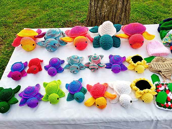 These colorful crocheted sea creatures bring ocean charm to landlocked homes, each one uniquely crafted with personality that mass-produced toys can't match.