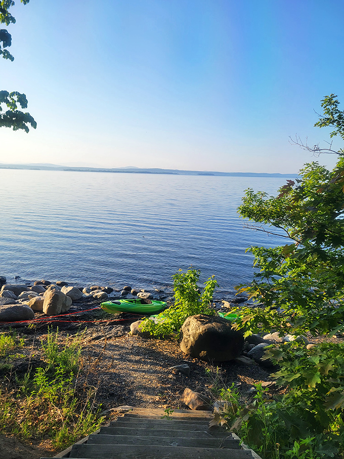 Kayaks pulled up on shore are like horses tied outside a saloon, except these take you to islands instead of into bar fights.