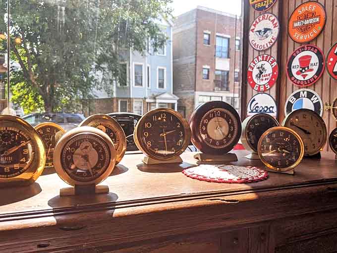 These antique clocks represent a time when keeping time required winding, setting, and occasional gentle persuasion to keep ticking.