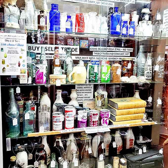 The bottle collector's paradise &ndash; from cobalt blue medicine bottles to vintage Coca-Cola, each glass vessel tells a story of American consumer history.