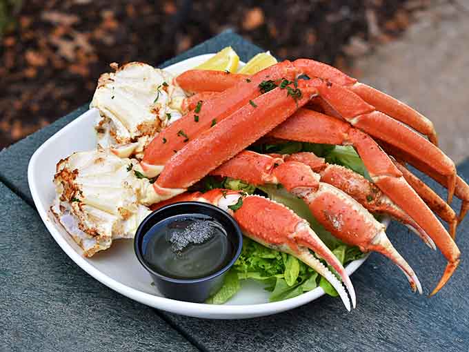 Snow crab legs that transport you to the coast &ndash; sweet, tender meat that's worth the work, served with drawn butter and a wedge of lemon.