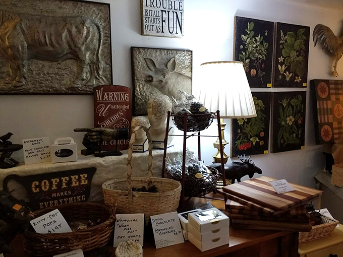 Rustic décor elements create an authentic Vermont experience – where chocolate shopping feels like visiting a friend's particularly delicious home.