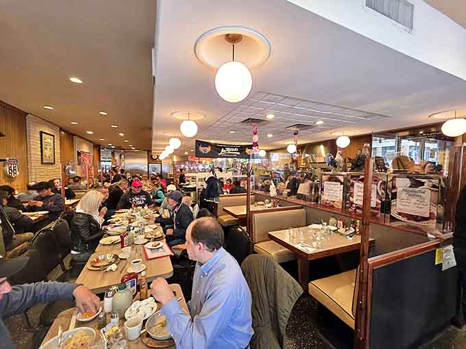 A packed house is the norm here, because word about great breakfast travels faster than butter melts on hot toast.