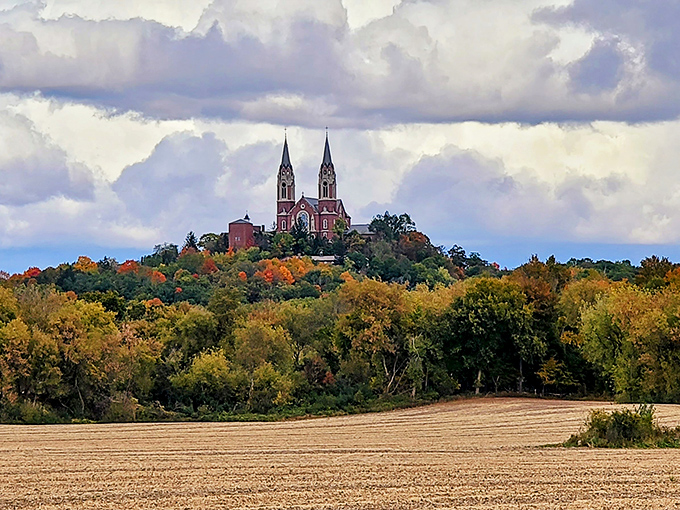 The Holy Hill Caf&eacute; welcomes hungry pilgrims with its warm brick exterior and promise of refreshments after climbing those famous 178 steps.