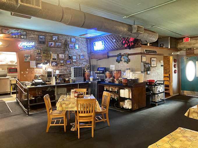 The open kitchen and service area let you watch the magic happen &ndash; no secrets here, just skilled hands preparing the comfort food classics you crave.