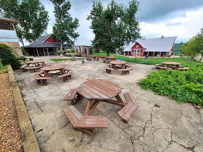 Picnic tables scattered across the grounds invite communal dining and new friendships – the perfect setting for pizza al fresco.