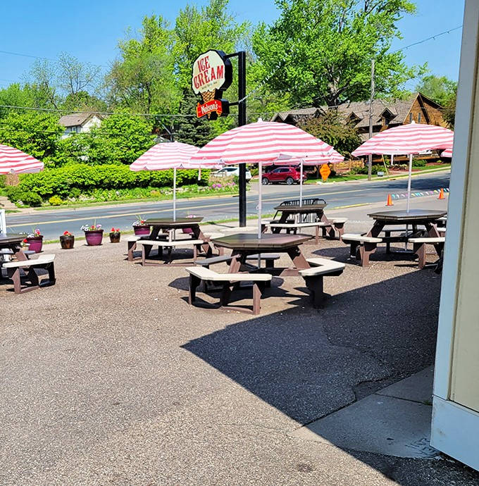 Summer perfection under striped umbrellas &ndash; where Minnesota's brief warm season is celebrated one enormous scoop at a time.