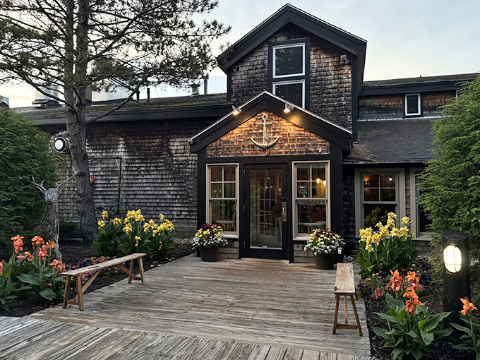 The restaurant's exterior captures classic Maine charm with its weathered shingles and nautical touches that hint at treasures inside.