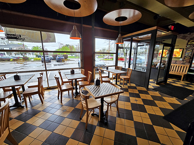 The view ofthe parking lot &ndash; an unassuming storefront that gives no indication of the culinary magic happening inside.