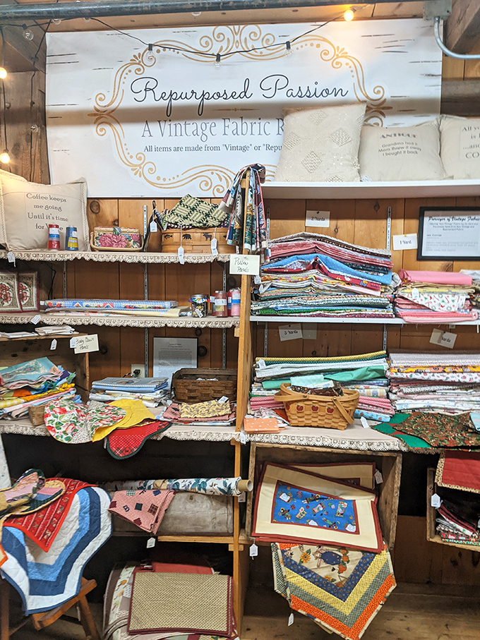 "Repurposed Passion" indeed &ndash; where yesterday's curtains become tomorrow's creative projects, each pattern telling its own colorful story.
