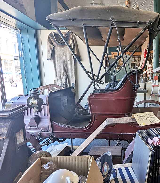 This vintage carriage sits frozen in time, silently boasting, "I was Uber before Uber was cool."