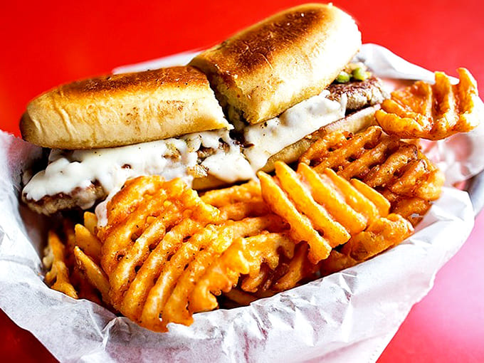 The perfect sandwich doesn't exi&mdash; Wait, there it is, nestled beside those waffle fries like they've been best friends since childhood.
