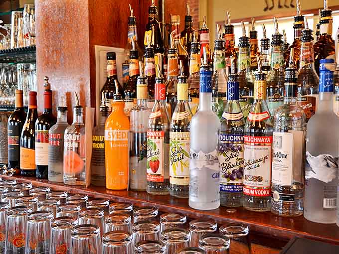 A rainbow of bottles stands ready to complement your meal, with Michigan's own vineyards well-represented among the carefully curated selection.