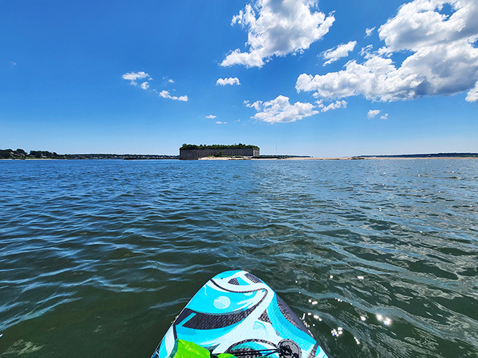 Approaching by water offers the most dramatic view of Fort Gorges, revealing how it commands the harbor entrance.