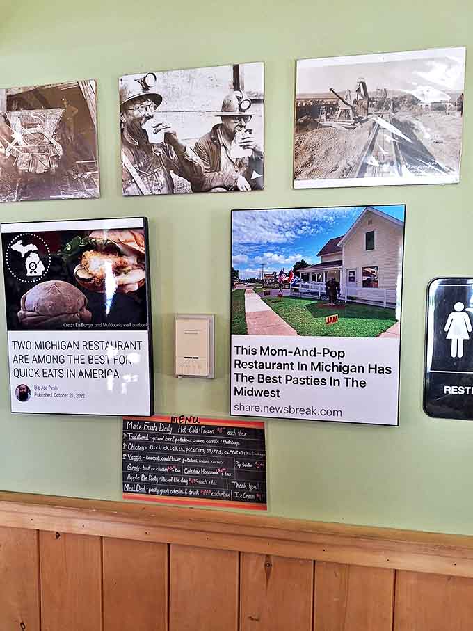 The walls tell stories of mining heritage and recent accolades, proving this little shop has made quite an impression.