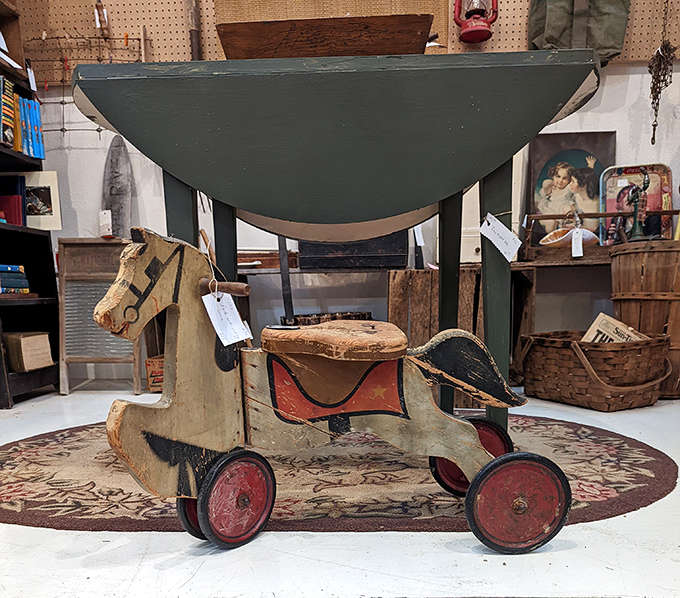 This vintage wooden rocking horse isn't just a decoration&mdash;it's a time machine that could transport someone straight back to Christmas morning, 1955.