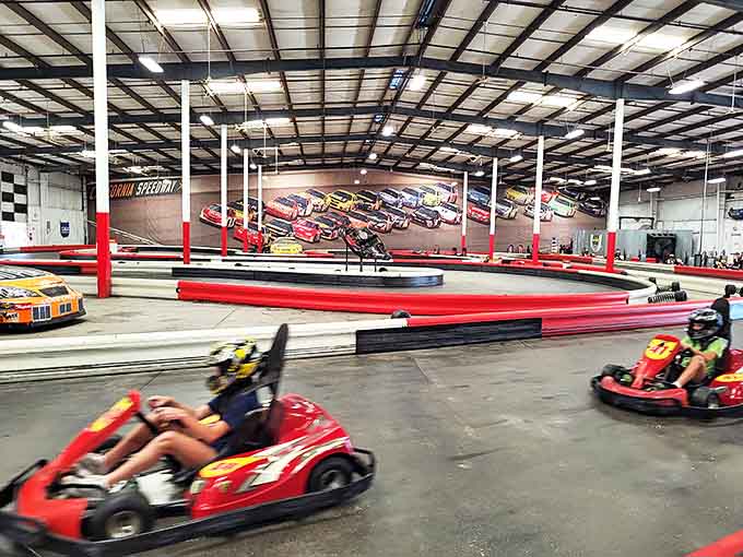 Karts navigate the course under the watchful eye of track marshals &ndash; guardian angels in uniforms making sure enthusiasm doesn't outpace ability.