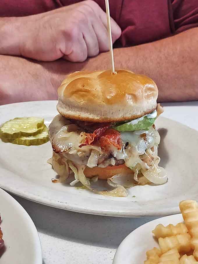 This burger isn't messing around &ndash; a serious hand-formed patty topped with melted cheese and nestled in a pillowy bun.