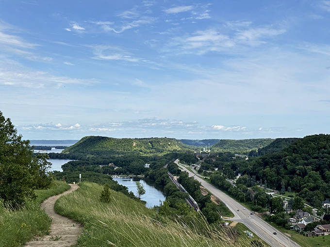 Barn Bluff offers hikers panoramic views of the Mississippi River Valley – nature's own IMAX experience just minutes from your Victorian retreat.