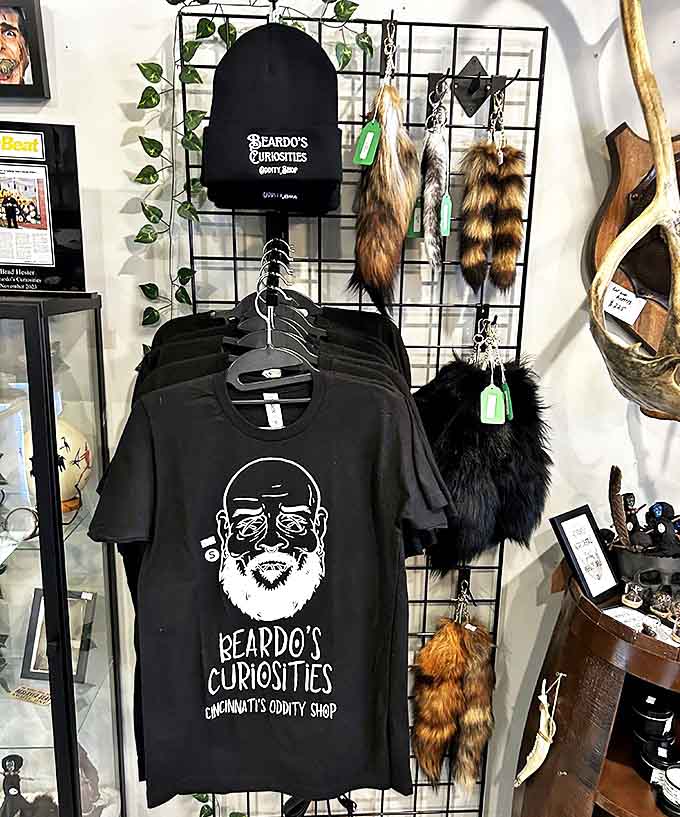 Beardo's branded merchandise lets visitors take home the spirit of curiosity, with shirts and accessories that declare allegiance to the wonderfully weird.