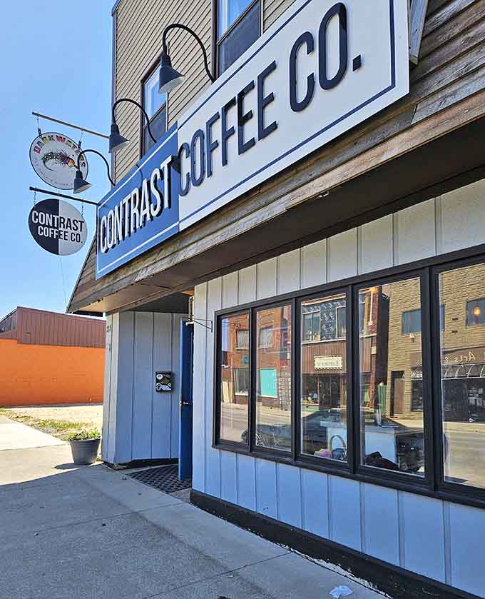 Start your day with a friendly smile and a fresh brew at Contrast Coffee Co., your local neighborhood caffeine stop.