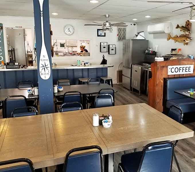 The nautical decor and cozy booths create the perfect backdrop for lingering over coffee and actually enjoying your meal without rushing.