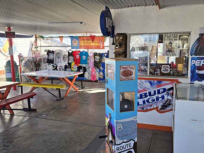 The seating area offers front-row seats to the greatest show on Route 66: watching other people discover this place for the very first time.