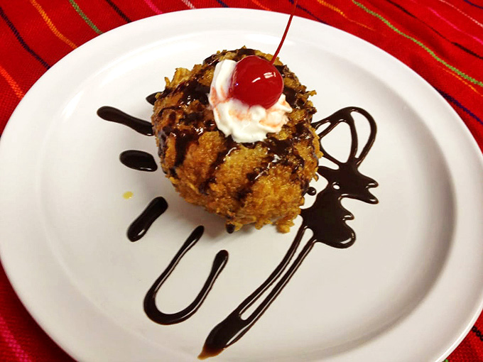 Fried ice cream that somehow exists in both solid and liquid states simultaneously, defying physics and delighting dessert lovers.