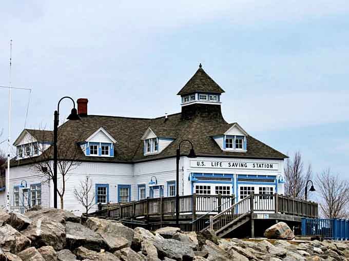 The historic Elberta Life Saving Station stands as a testament to the brave souls who once rescued sailors from Lake Michigan's unpredictable moods.