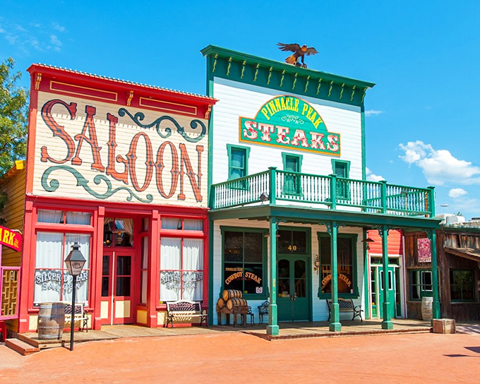 The exterior view promises Western adventure, with architecture that transports you to frontier days while keeping modern comforts intact.