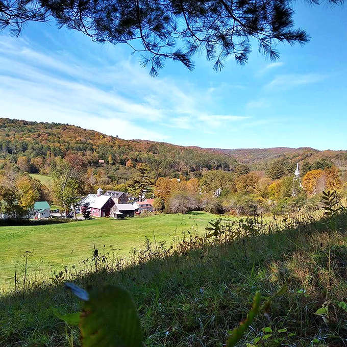 Beyond the homestead, Vermont's landscape unfolds in pastoral splendor—the same views that inspired Morrill's vision.