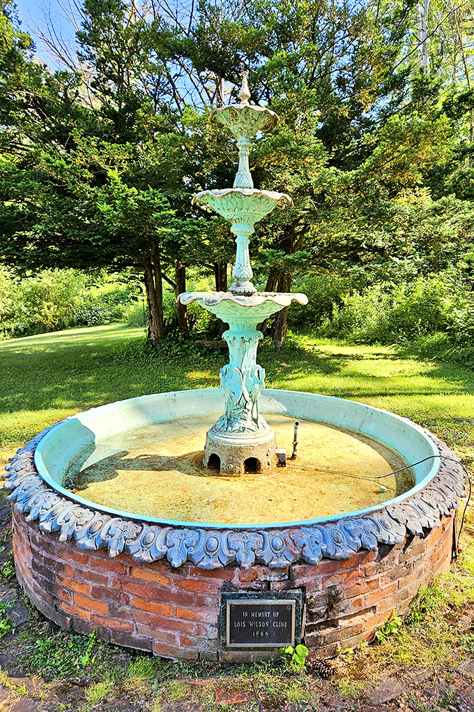 This weathered fountain stands as a romantic centerpiece in the garden, though it's clearly seen better days&mdash;haven't we all?